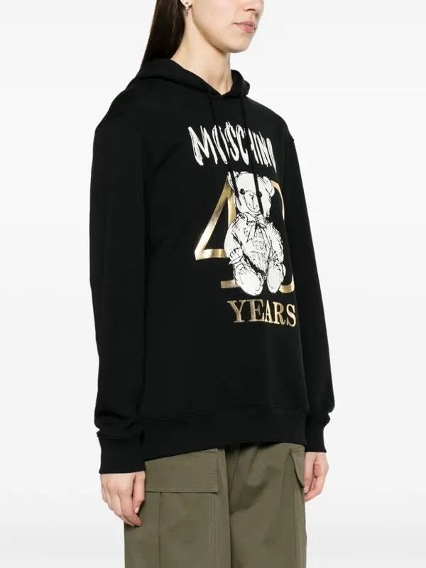 Moschino Teddy Bear-print Cotton Hoodie - Black