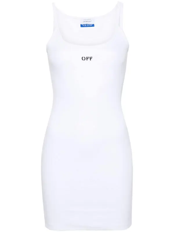 Off-White Logo-print Ribbed Minidress - White