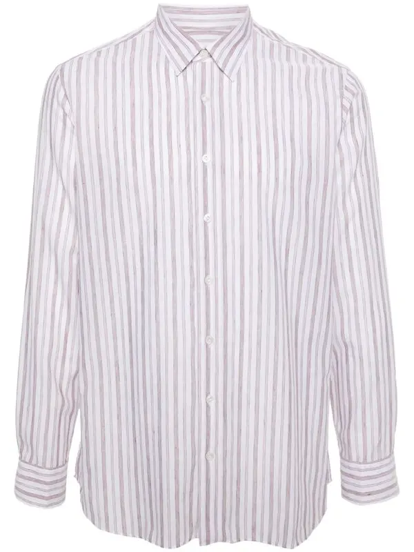 LARDINI Halo-stripe Classic-collar Shirt - Pink