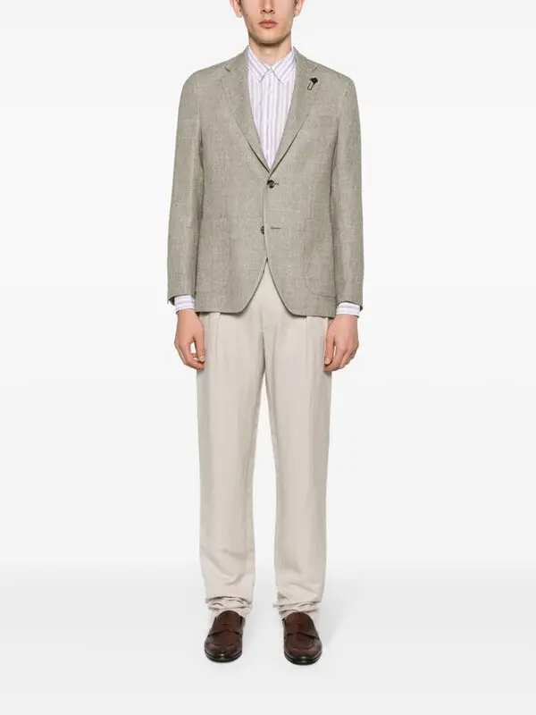 LARDINI Halo-stripe Classic-collar Shirt - Pink