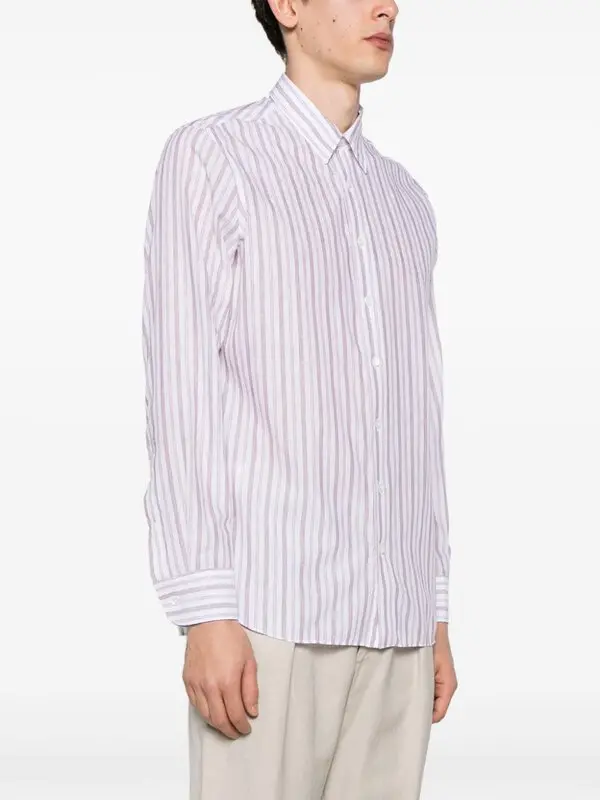 LARDINI Halo-stripe Classic-collar Shirt - Pink