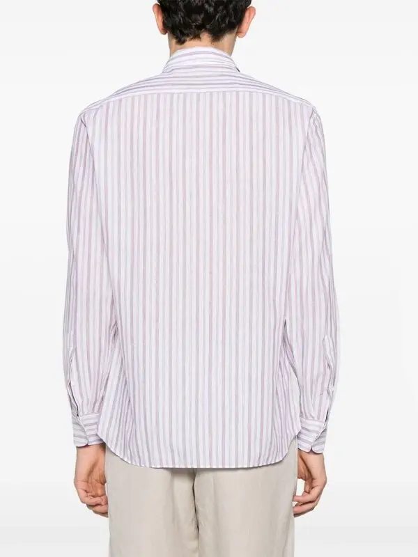 LARDINI Halo-stripe Classic-collar Shirt - Pink