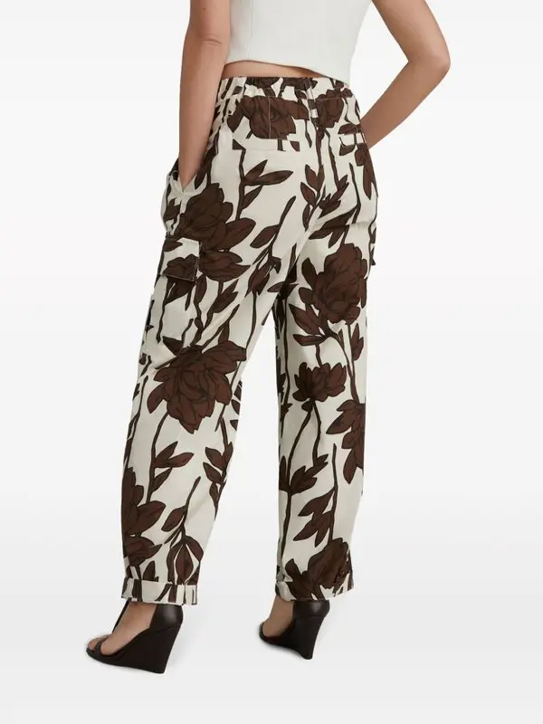 Brunello Cucinelli Floral Print Cotton Trousers - White