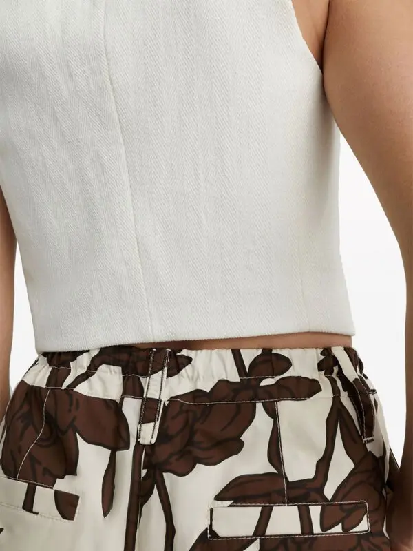 Brunello Cucinelli Floral Print Cotton Trousers - White