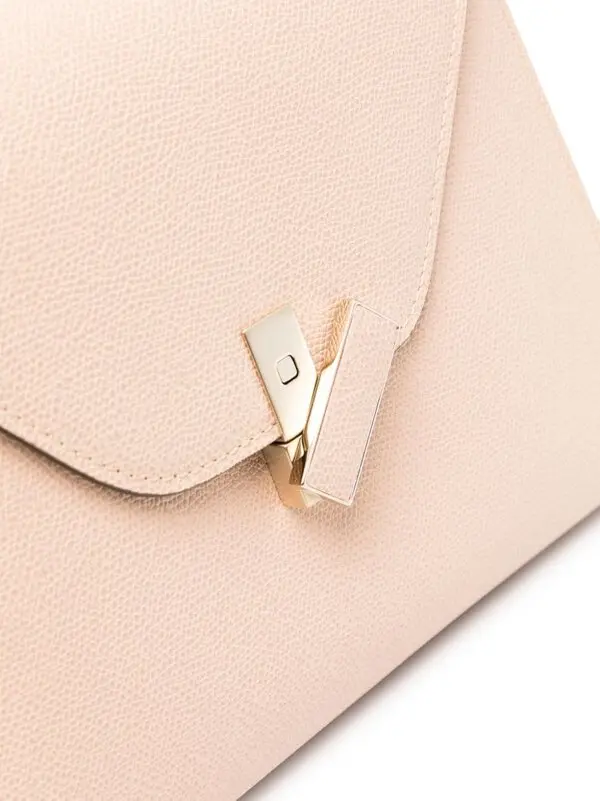 VALEXTRA Iside Pebbled-leather Crossbody Bag - Neutrals