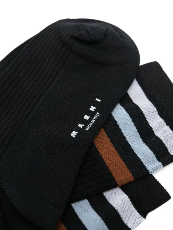 Marni Ribbed Socks With Striped Detail