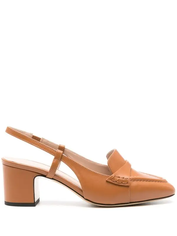 SCAROSSO Bianca 60mm Leather Pumps - Brown