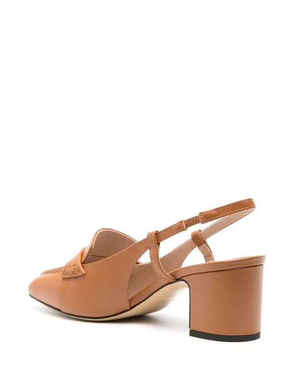 SCAROSSO Bianca 60mm Leather Pumps - Brown