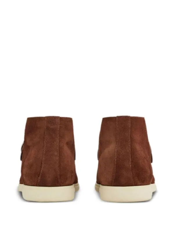 FERRAGAMO Gancini-buckle Suede Boots - Brown