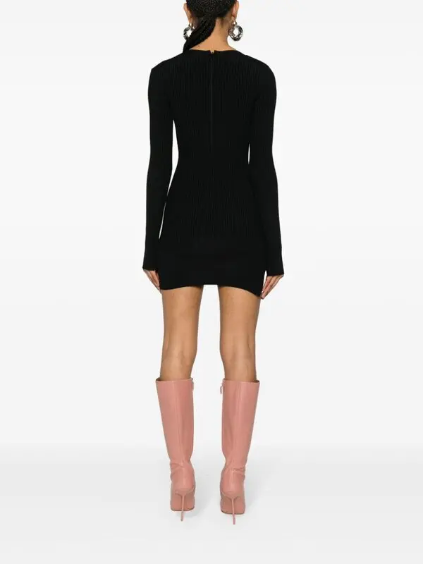 David Koma Ribbed Mesh Panel Mini Dress