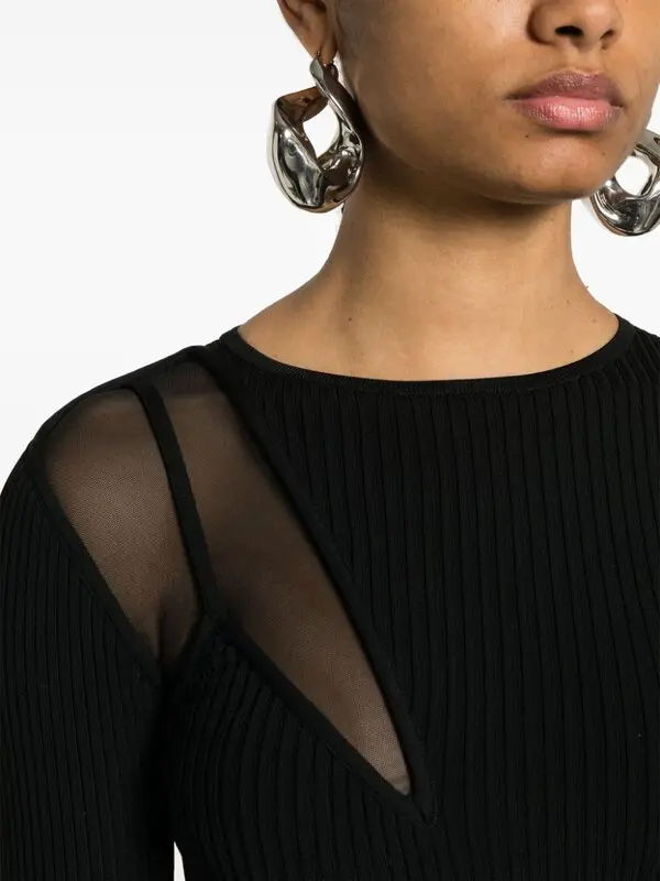 David Koma Ribbed Mesh Panel Mini Dress