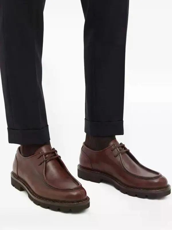 SCAROSSO Damiano Leather Derby Shoes - Brown