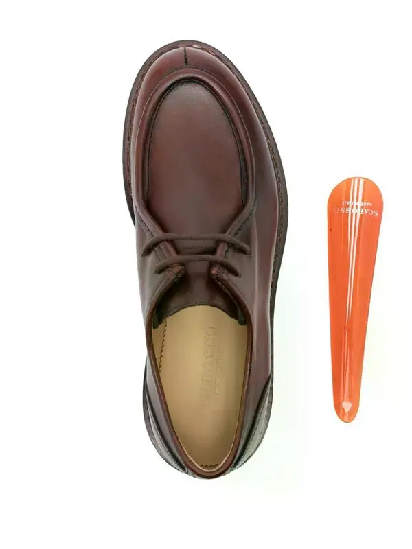 SCAROSSO Damiano Leather Derby Shoes - Brown