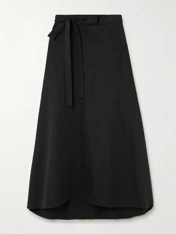 JOSEPH Alix Cotton Midi Wrap Skirt - Black