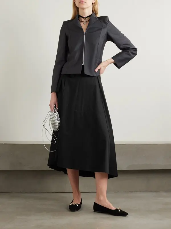 JOSEPH Alix Cotton Midi Wrap Skirt - Black