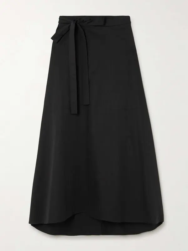 JOSEPH Alix Cotton Midi Wrap Skirt - Black