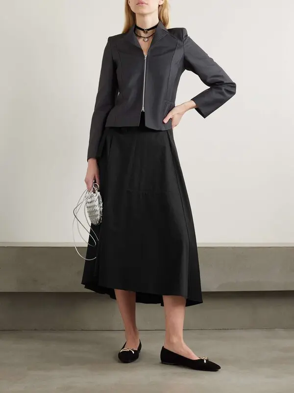 JOSEPH Alix Cotton Midi Wrap Skirt - Black