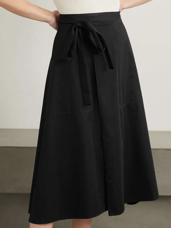 JOSEPH Alix Cotton Midi Wrap Skirt - Black