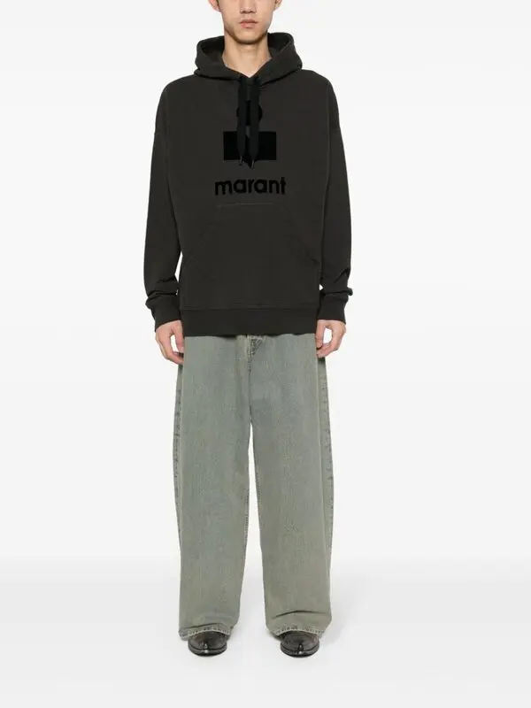 MARANT Miley Flocked-logo Hoodie - Grey