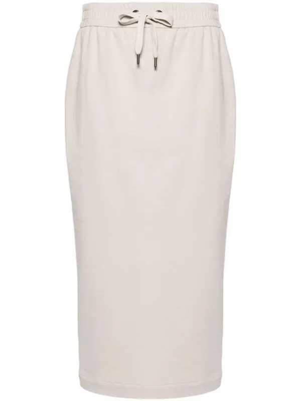Brunello Cucinelli Stretch-cotton Jersey Midi Skirt - Neutrals