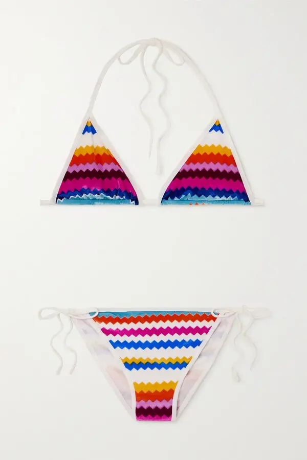 Missoni Mare Striped Stretch-velvet Triangle Bikini