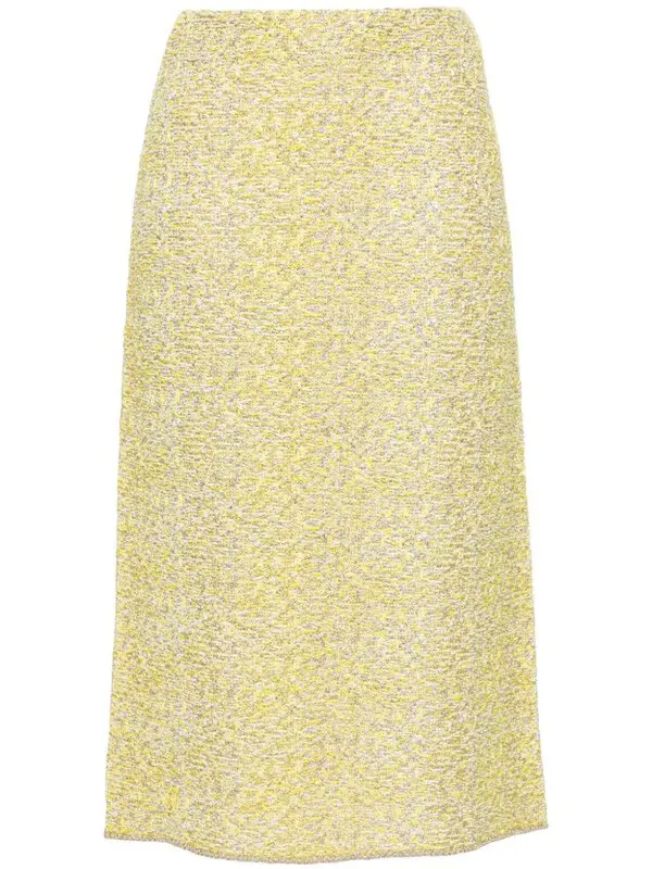 Fabiana Filippi Straight Tweed Midi Skirt - Yellow