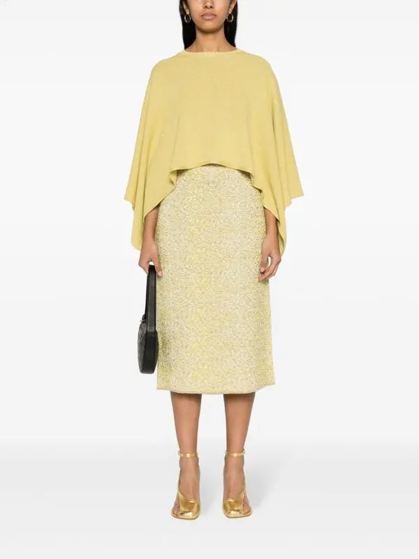 Fabiana Filippi Straight Tweed Midi Skirt - Yellow