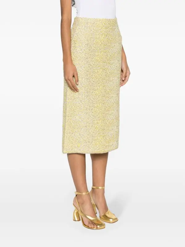 Fabiana Filippi Straight Tweed Midi Skirt - Yellow