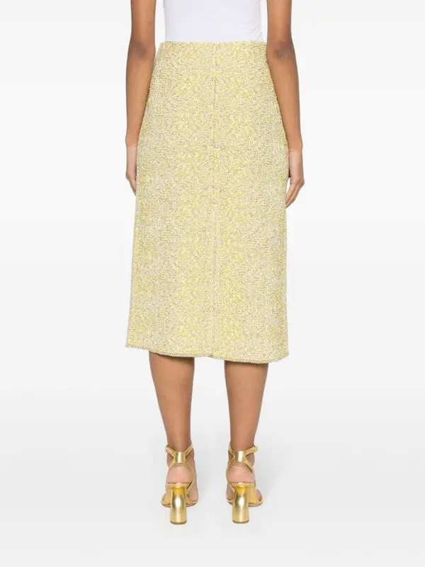 Fabiana Filippi Straight Tweed Midi Skirt - Yellow