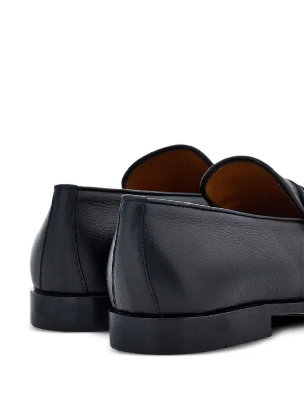 FERRAGAMO Gancini-plaque Leather Loafers - Black
