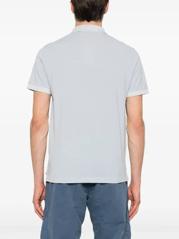 Stone Island Compass-appliqué Cotton Polo Shirt - Grey
