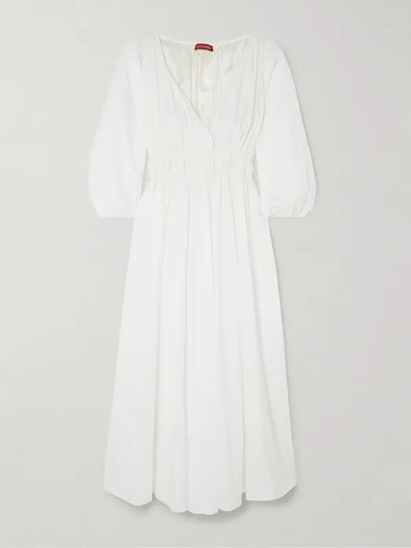 Altuzarra Kathleen Pleated Cotton-blend Poplin Midi Dress