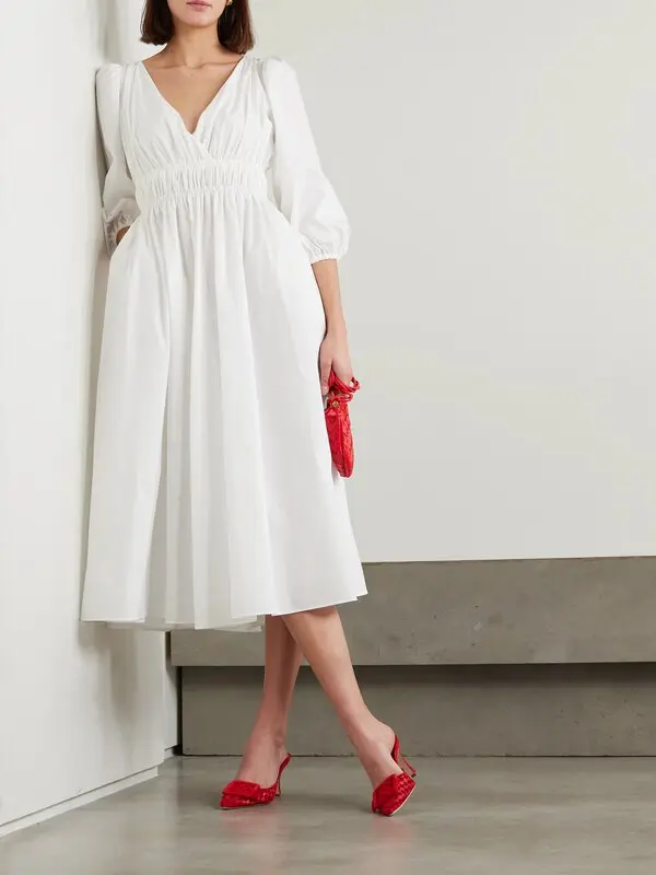 Altuzarra Kathleen Pleated Cotton-blend Poplin Midi Dress