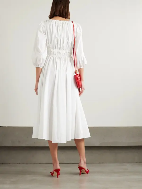 Altuzarra Kathleen Pleated Cotton-blend Poplin Midi Dress