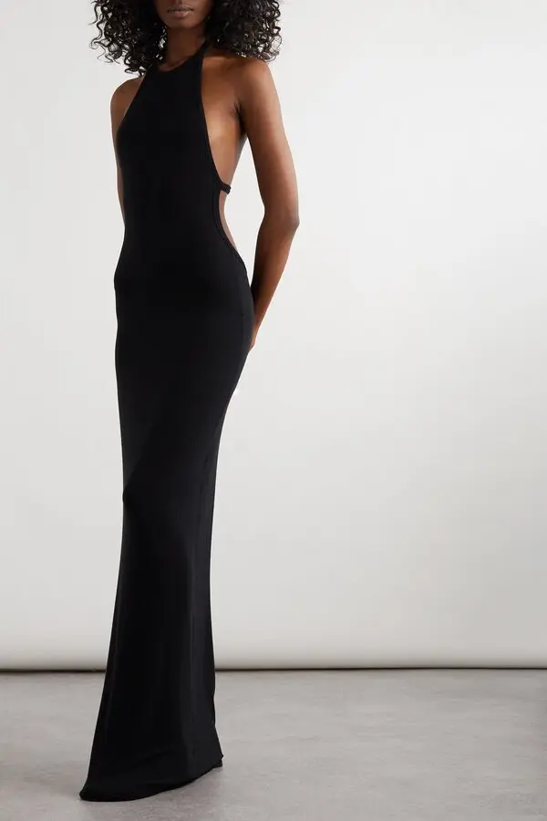 saint laurent backless dress Open-Back Stretch-Jersey Maxi - Black Size:9M