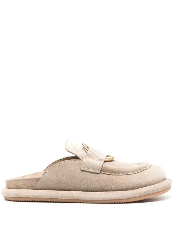 Moncler Bell Suede Mules - Neutrals
