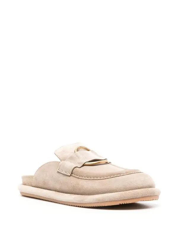 Moncler Bell Suede Mules - Neutrals