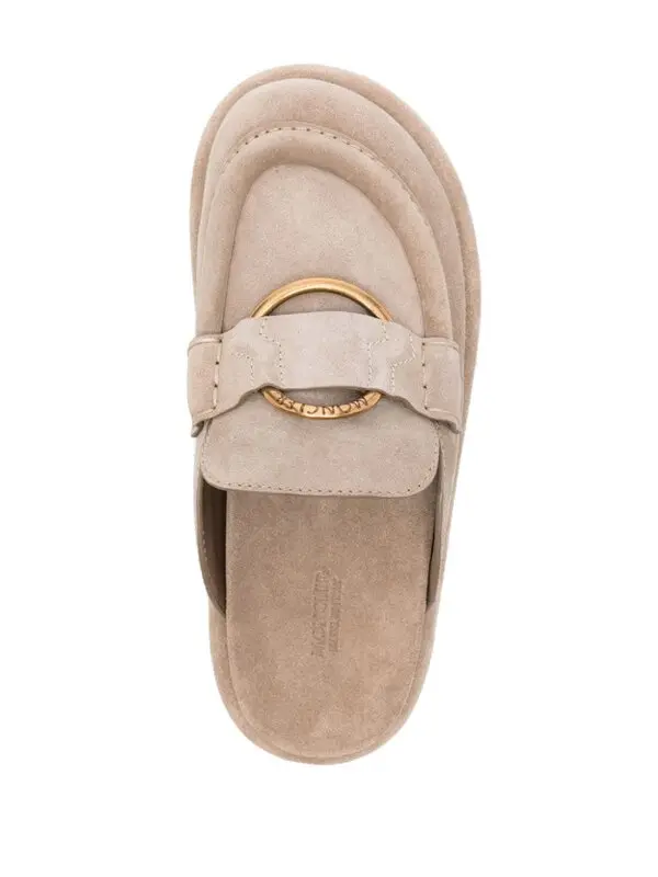 Moncler Bell Suede Mules - Neutrals