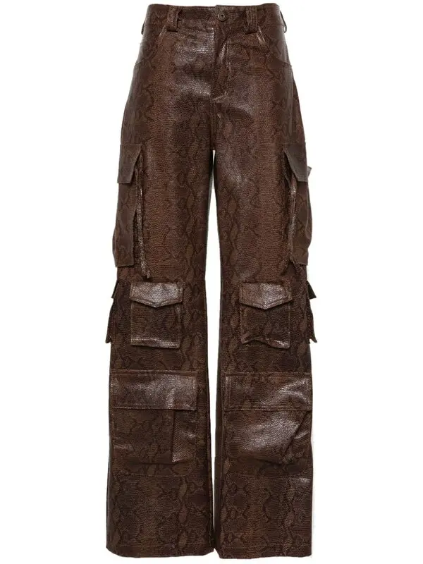 SALVATORE SANTORO Snakeskin-effect Cargo Pants - Brown