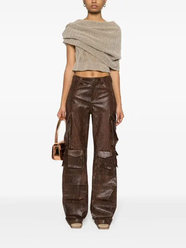 SALVATORE SANTORO Snakeskin-effect Cargo Pants - Brown