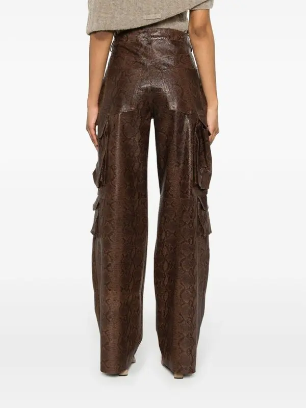 SALVATORE SANTORO Snakeskin-effect Cargo Pants - Brown