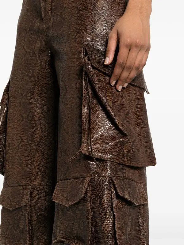 SALVATORE SANTORO Snakeskin-effect Cargo Pants - Brown