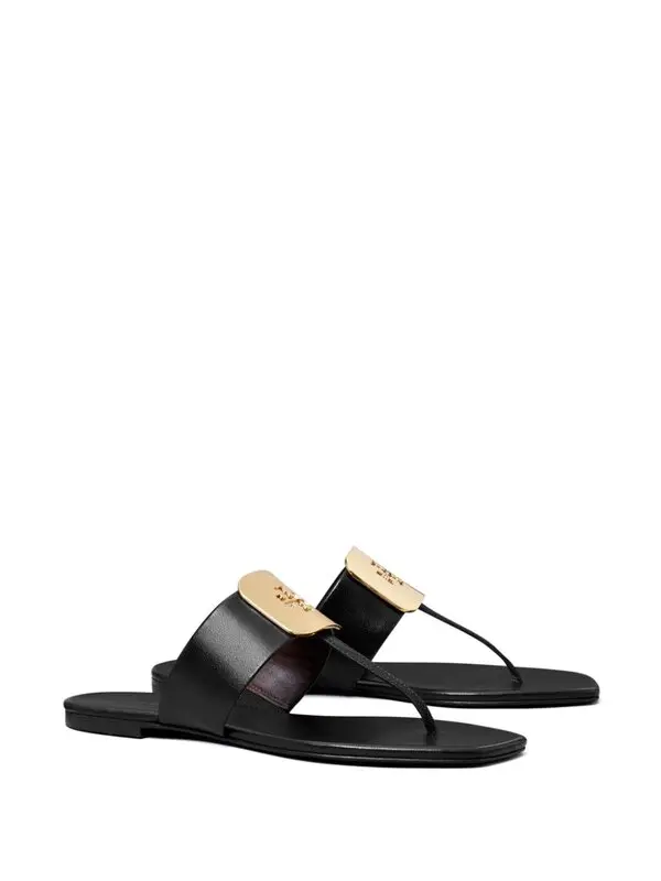 Tory Burch Georgia Logo Flip Flops - Black