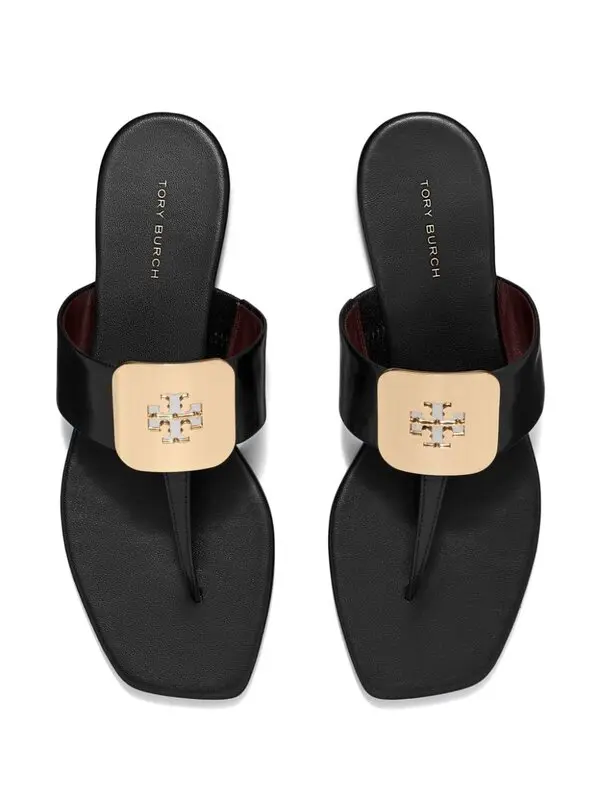 Tory Burch Georgia Logo Flip Flops - Black