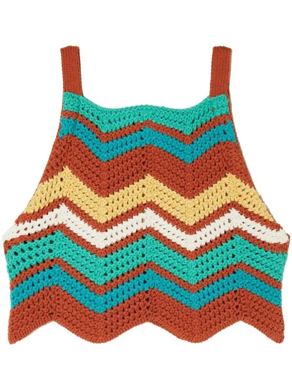 Alanui Kaleidoscopic Chevron Knit Top