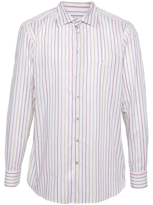 Etro Pegaso Striped Cotton Shirt - Neutrals