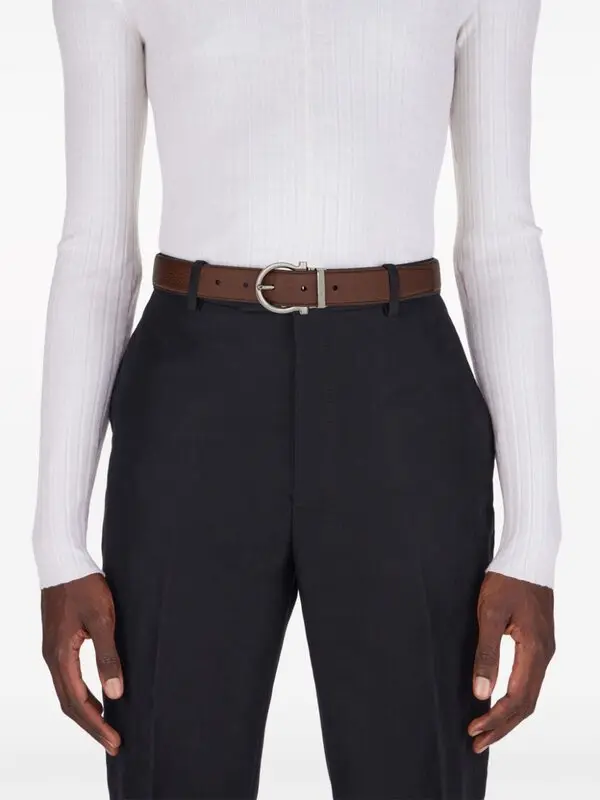 FERRAGAMO Reversible Gancini Belt - Brown