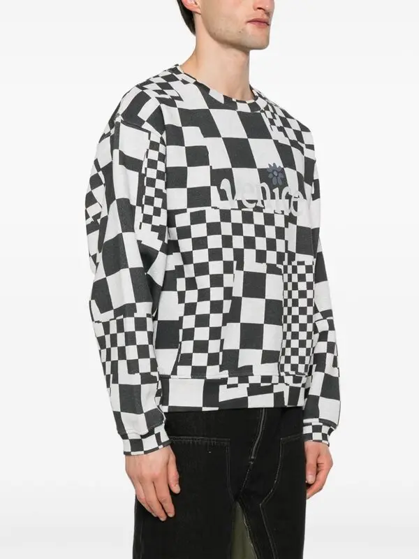 ERL Logo-print Checked Sweatshirt