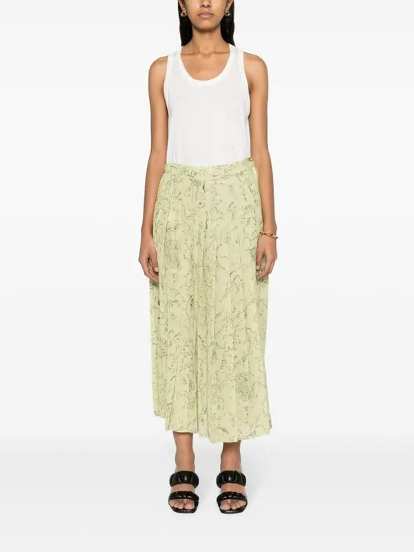 Fabiana Filippi Graphic-print Pleated Midi Skirt - Green