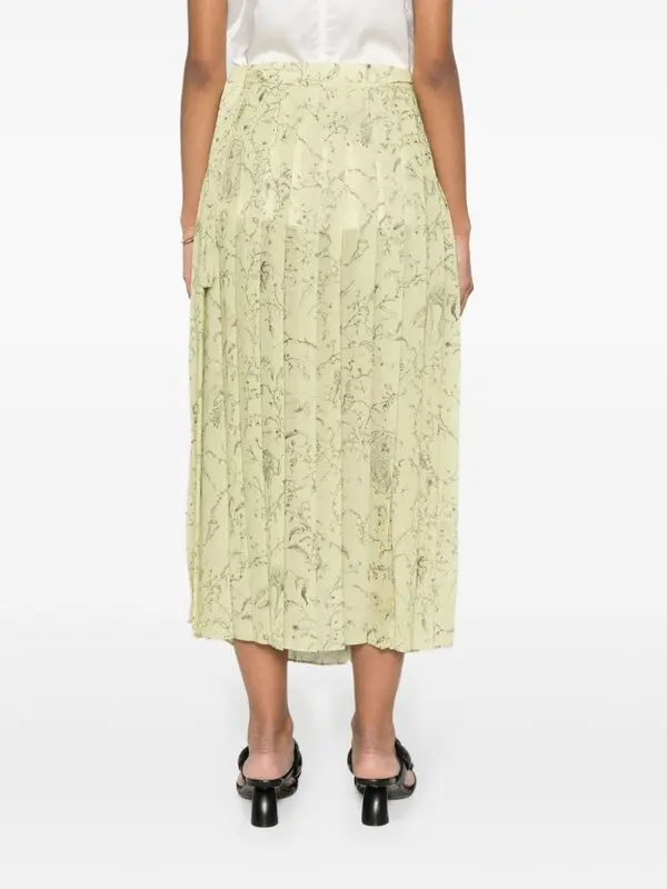 Fabiana Filippi Graphic-print Pleated Midi Skirt - Green